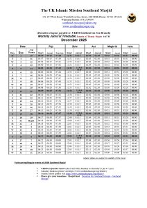 Namaz Timings - Southend Mosque